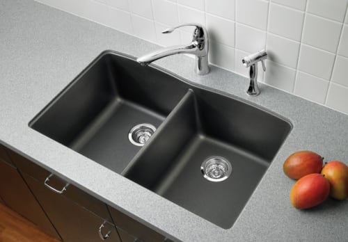 Blanco 441286 32 Inch Undermount Double Bowl Granite Sink with 9-1/2 ...