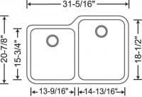 Blanco 510887R 32 Inch Undermount 1 & 3/4 Reverse Double Bowl Stainless ...