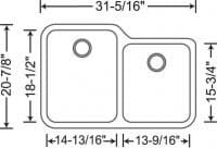 Blanco 510888 32 Inch Undermount 1 & 3/4 Double Bowl Stainless Steel Sink