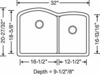 Blanco 511709 32 Inch Undermount Double Bowl Granite Sink with 9-1/2 ...