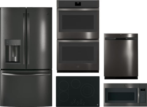 GE GERECOWODWMW1284 5 Piece Kitchen Appliances Package with French Door ...