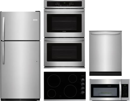 Frigidaire FRRECTWODWMW361 5 Piece Kitchen Appliances Package with Top ...