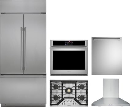 Monogram MORECTWODW308 5 Piece Kitchen Appliances Package with French ...
