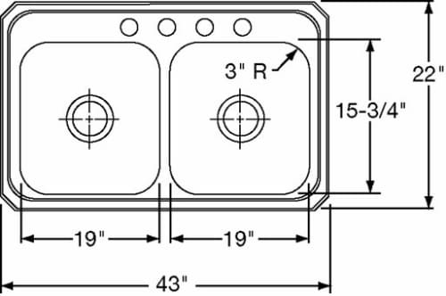 Elkay CR43224 43 Inch Top Mount Double Bowl Stainless Steel Sink with ...