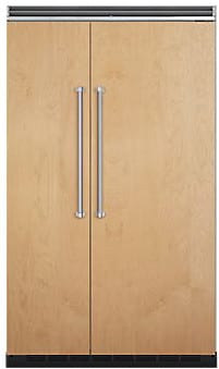 Viking FDSB5481 48 Inch Quiet Cool Built in Side by Side Refrigerator with Glass Shelves Cold Zone Humidity Drawers Plasmacluster Ion Air Purifier and 2 Freezer Baskets Overlay