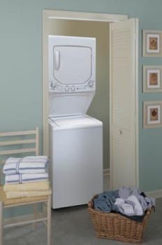 GE GTUP240EMWW 24 Inch Electric Laundry Center with 2.2 cu. ft. Washer ...