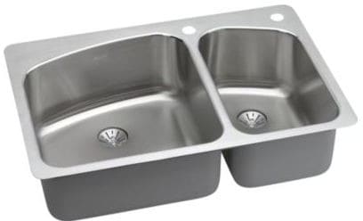 Elkay LKHSR2509RPD1 33 Inch Drop In/Undermount Double Bowl Stainless ...