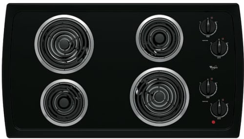 Whirlpool RCS3614RB 36 Inch Electric Cooktop w/ 4 Coil Elements, Chrome ...