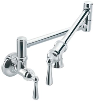 Moen S664 Double Lever Wall-Mount Pot-Filler Faucet with 24-3/8 Inch ...
