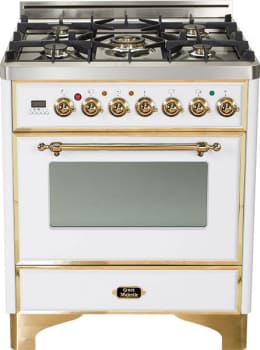 Ilve UM76DVGGB 30 Inch Traditional-Style Gas Range with 5 Open Burners ...