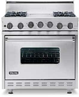 Viking VGSC3664GSS 36 Inch Pro-Style Gas Range with 4 Open Burners w ...