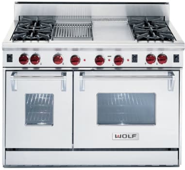 Wolf R484CGLP 48 Inch Pro-Style Gas Range with 4 Dual Brass Open ...