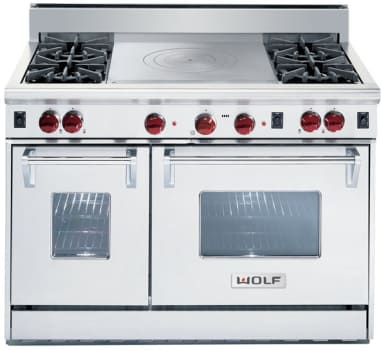 Wolf R484F 48 Inch Pro-Style Gas Range with 4 Dual Brass Open Burners ...