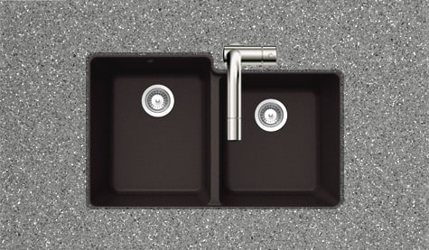 ALIVEN175UCHOCOLATE 33 Inch Undermount 60/40 Double Bowl Granite Sink ...