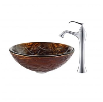 Kraus CGV39619MM15000CH 17 Inch Tempered Glass Vessel Sink with Vessel ...
