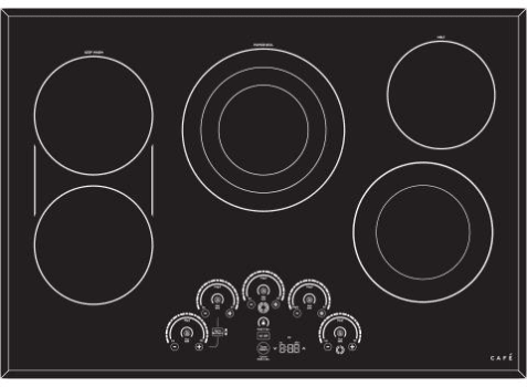 Cafe CEP90301NBB 30 Inch Built-In Touch Control Electric Cooktop with 5 ...