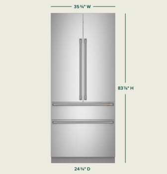 Cafe CIP36NP2VS1 36 Inch Counter Depth Built-In 4-Door French Door Smart Refrigerator with 20.1 ...