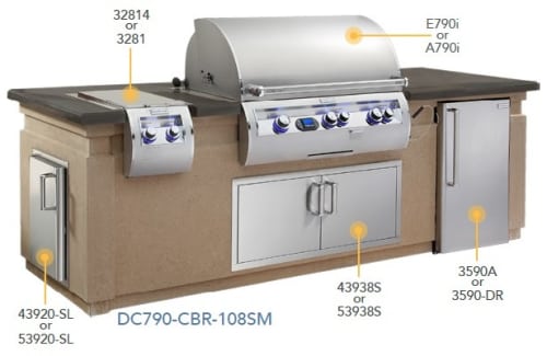 Fire Magic DC790CBR108SM 108" Pre Fab Island with Refrigerator Cut-Out