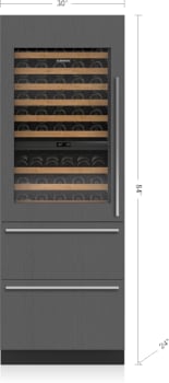 Sub-Zero DET3050WRL 30 Inch Built-In Triple Zone Smart Wine Cooler with ...