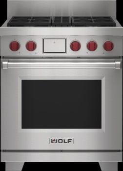 Wolf DF30450SPLP 30 Inch Freestanding Dual-Fuel Smart Range with 4 Dual ...