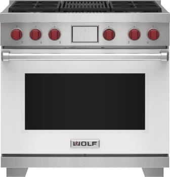 Wolf DF36450CWHPLP 36 Inch Freestanding Dual-Fuel Smart Range with 4 ...