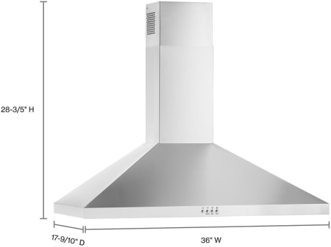 Whirlpool WVW53UC6LS 36 Inch Wall Mount Range Hood with 3-Speed/400 CFM ...