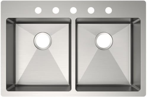 Elkay ECTSRAD3322605 22 Inch Equal Double Bowl Dual Mount Kitchen Sink ...