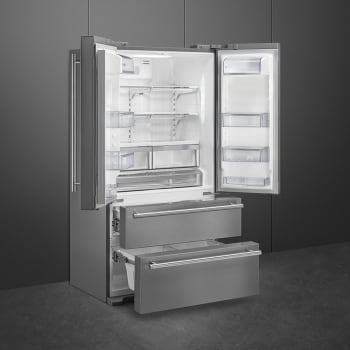 Smeg FQ50UFXE 36 Inch 4-Door Counter Depth French Door Refrigerator ...