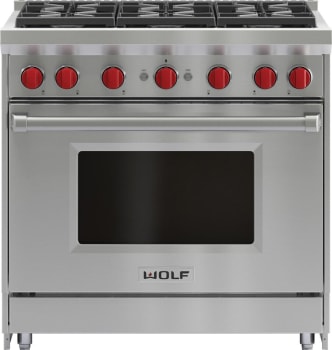 Wolf GR366LP 36 Inch Pro-Style Gas Range with 6 Dual-Stacked Sealed ...