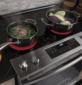 GE JS645SLSS 30 Inch Slide-In Electric Range with 4 Radiant Elements, 5 ...