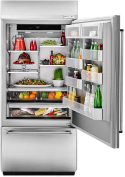 KitchenAid KBBR306ESS 36 Inch Built-In Bottom Mount Refrigerator with ...