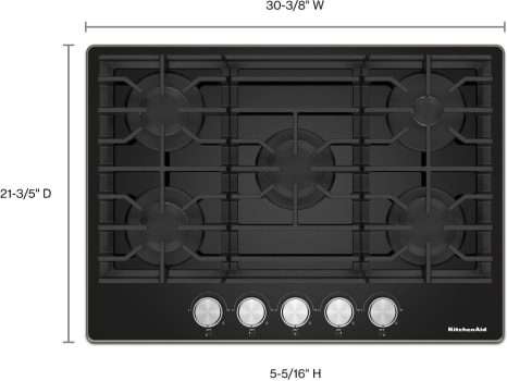 KitchenAid KCGG530PBL 30 Inch Gas Cooktop with 5 Sealed Burners, 56.2K ...