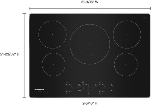 KitchenAid KCIG550JSS 30 Inch Induction Cooktop with 5 Elements, 10 ...