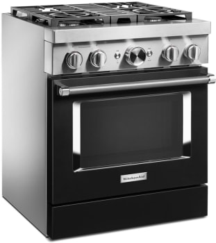 KitchenAid KFDC500JBK 30 Inch Freestanding Dual Fuel Smart Range with 4 ...
