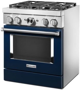 KitchenAid KFDC500JIB 30 Inch Freestanding Dual Fuel Smart Range with 4 ...