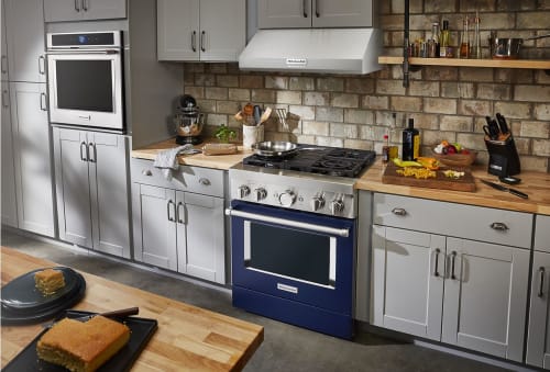 KitchenAid KFDC500JIB 30 Inch Freestanding Dual Fuel Smart Range with 4 ...