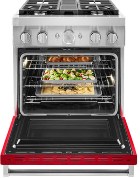 KitchenAid KFDC500JPA 30 Inch Freestanding Dual Fuel Smart Range with 4 ...