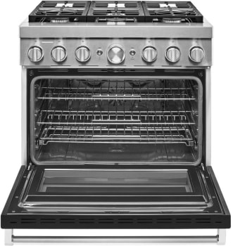 KitchenAid KFDC506JBK 36 Inch Freestanding Dual Fuel Smart Range with 6 ...