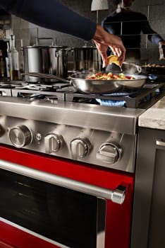 KitchenAid KFDC506JPA 36 Inch Freestanding Dual Fuel Smart Range with 6 ...