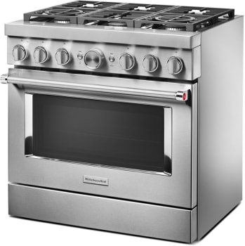 KitchenAid KFDC506JSS 36 Inch Freestanding Dual Fuel Smart Range with 6 ...