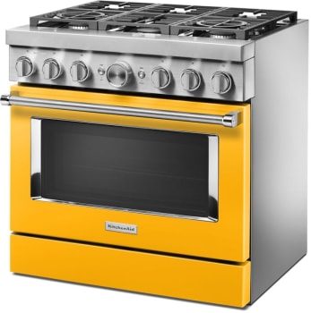 KitchenAid KFDC506JYP 36 Inch Freestanding Dual Fuel Smart Range with 6 ...