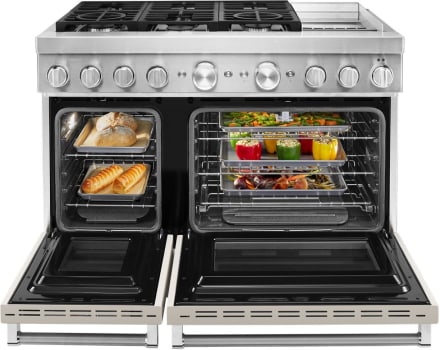 KitchenAid KFDC558JMH 48 Freestanding Dual Fuel Smart Range with 6 ...