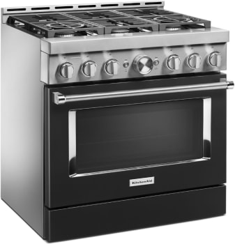KitchenAid KFGC506JBK 36 Inch Smart Commercial Style Gas Range with 6 ...