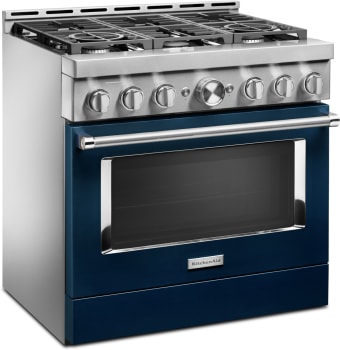 KitchenAid KFGC506JIB 36 Inch Smart Commercial Style Gas Range with 6 ...