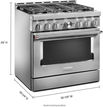 KitchenAid KFGC506JSS 36 Inch Smart Commercial Style Gas Range with 6 ...