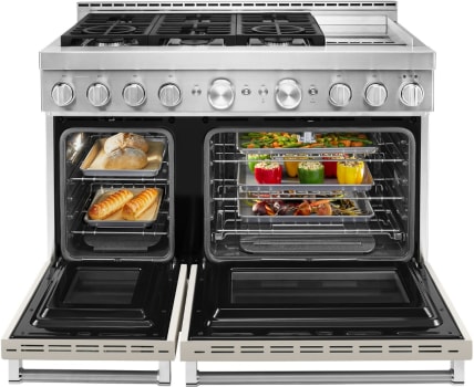 KitchenAid KFGC558JMH 48 Inch Smart Commercial Style Gas Range with 6 ...