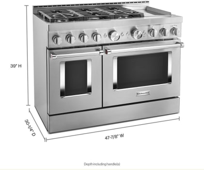 KitchenAid KFGC558JSS 48 Inch Smart Commercial Style Gas Range with 6 ...
