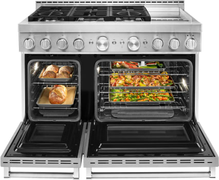 KitchenAid KFGC558JSS 48 Inch Smart Commercial Style Gas Range with 6 ...