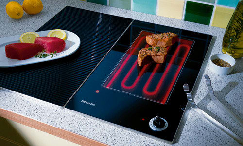 Miele KM408 11 3/8 Inch CombiSet Electric Contact Griddle Cooktop with ...