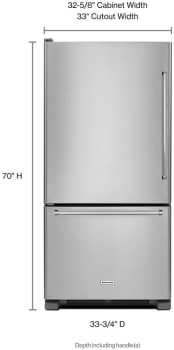 KitchenAid KRBL102ESS 33 Inch Bottom Mount Refrigerator with 22 cu. ft ...